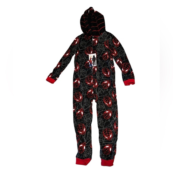 Marvel | One Pieces | Marvel Spiderman Boys Hooded One Piece Pajama ...